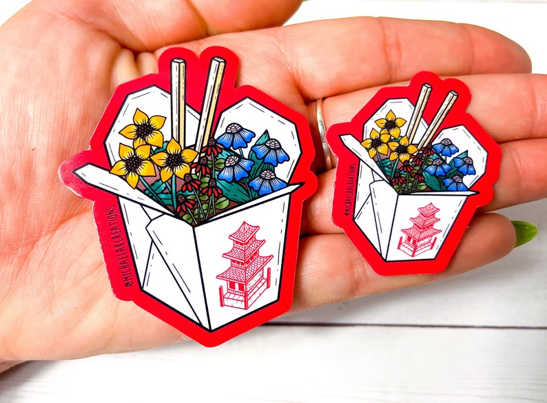 Chinese Food Box Sticker food Stickernoodle Sticker hydro - Etsy