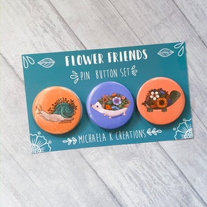 Animal Button Set | Cute Buttons | Hedgehog Pin | Button Pins | Pin ...