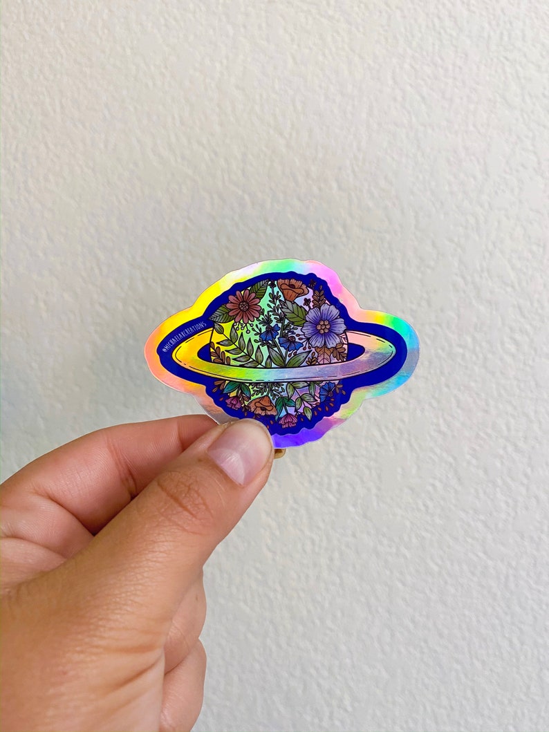 Holographic Saturn Sticker Space Stickerstickers for - Etsy