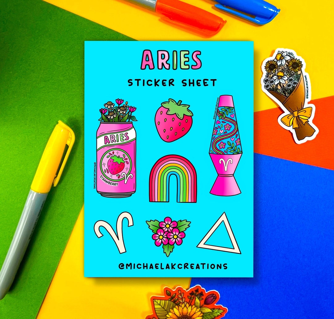 Aries Sticker Sheet|stickers for Hydroflask|stickers|laptop Stickers ...