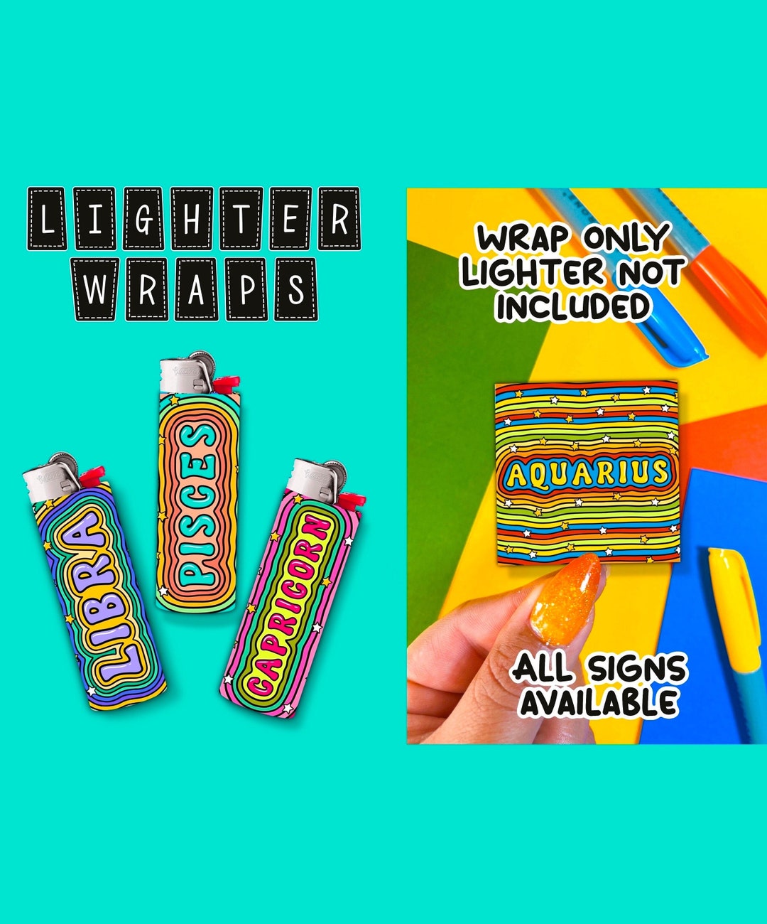 Zodiac Lighter Wraps Lighter Stickers 420 Gift Stoner - Etsy