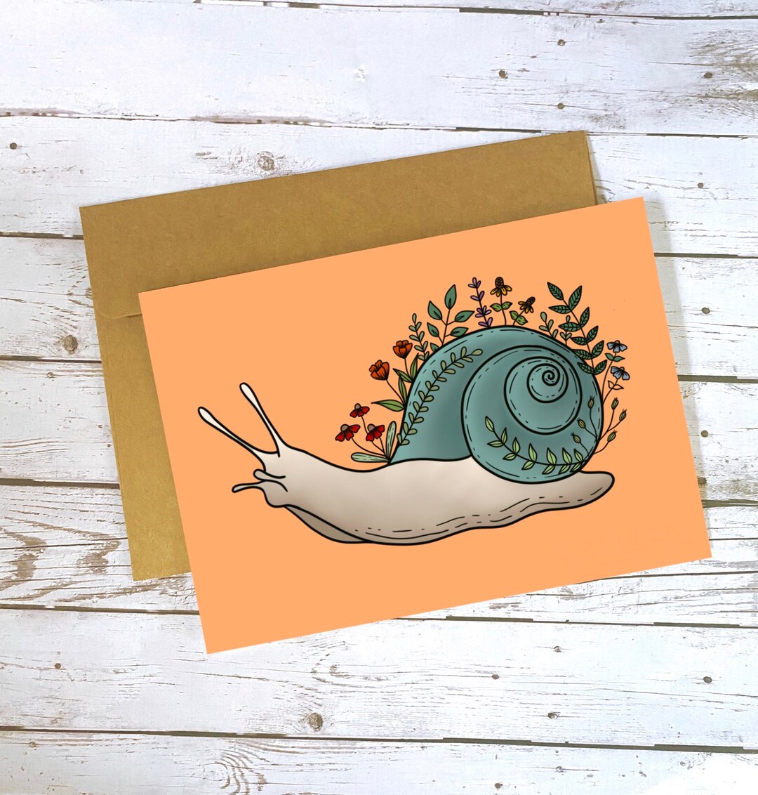 Animal Greeting Card | Snail Card | Floral Greeting Card | Birthday ...