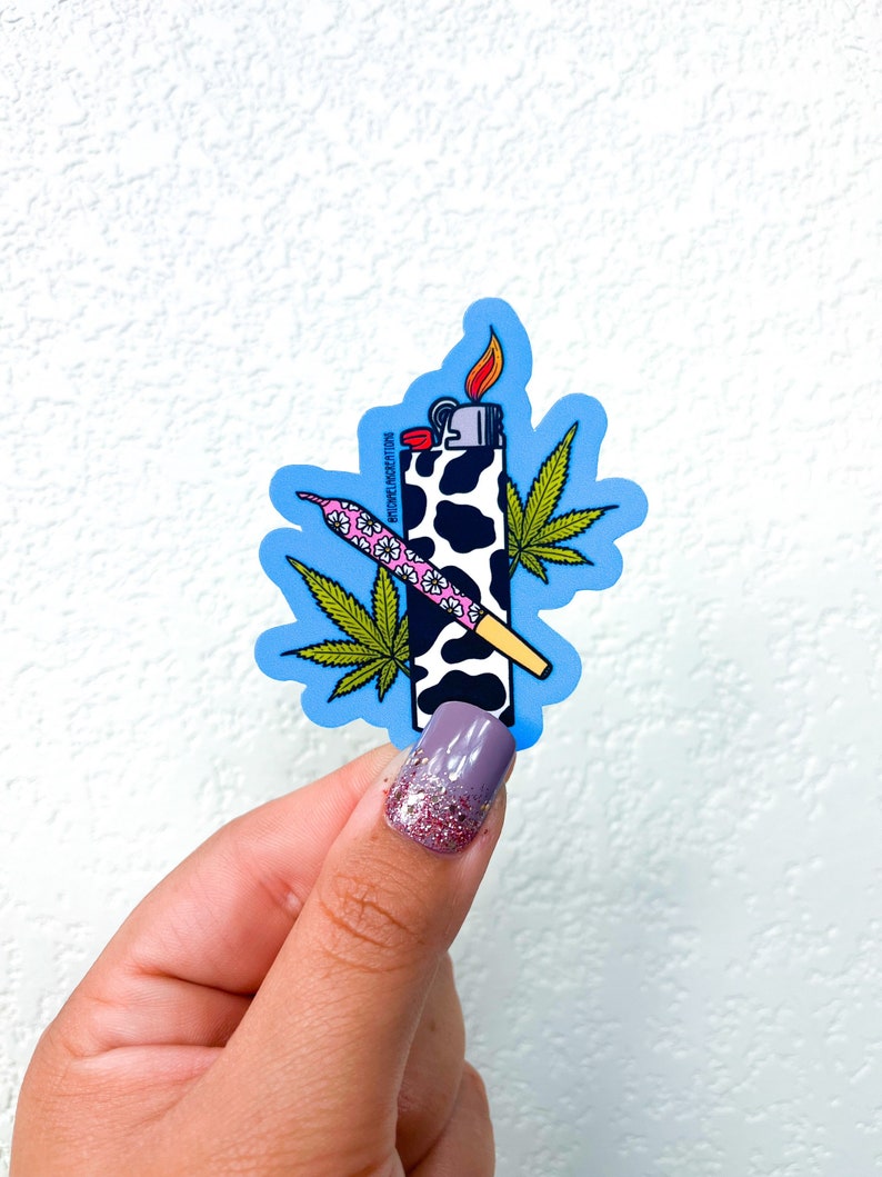 Cow Print Lighter Sticker |420 Sticker | Stickers for Hydroflask ...