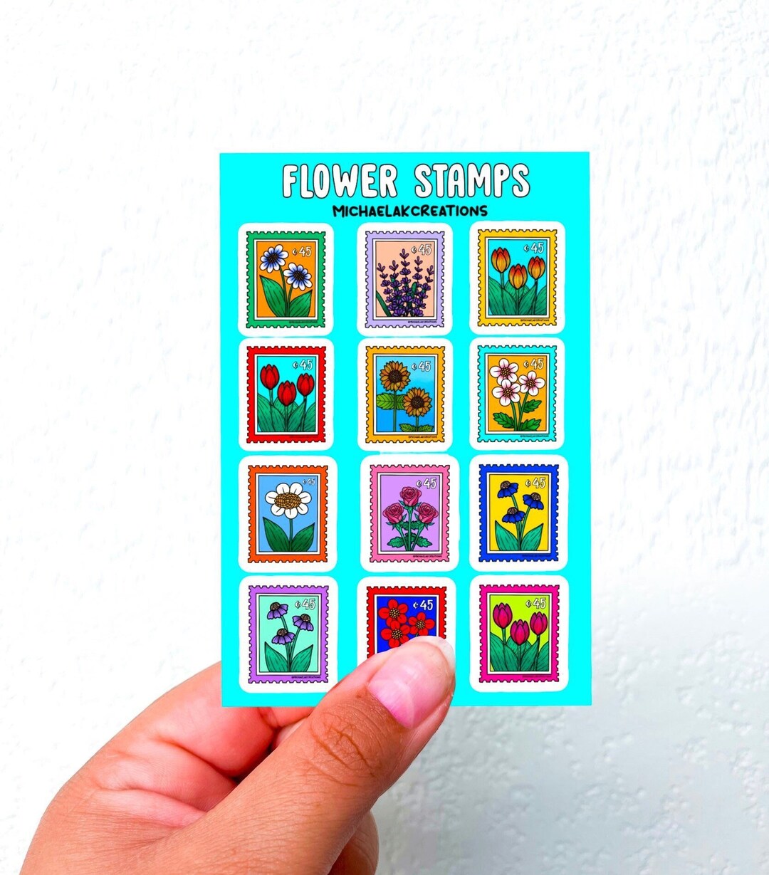Flower Stamp Sticker Sheet stickers for - Etsy