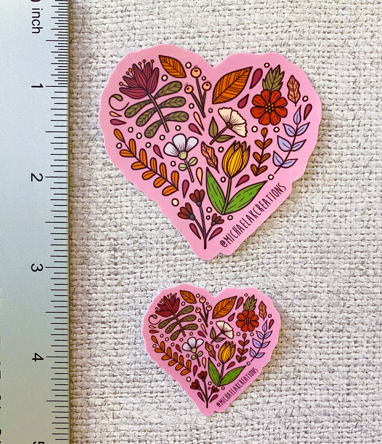 Pink Flower Heart Sticker Heart Sticker stickers Stickers - Etsy
