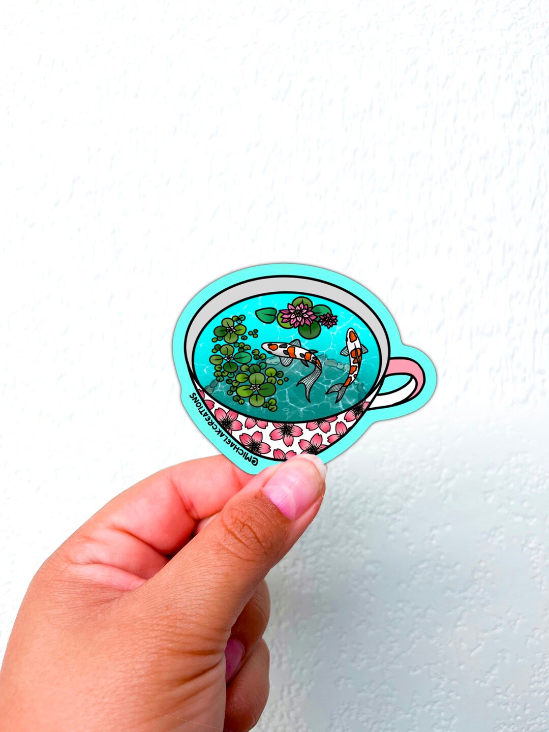 Koi Tea Cup Sticker stickers for Hydroflaskstickerslaptop - Etsy