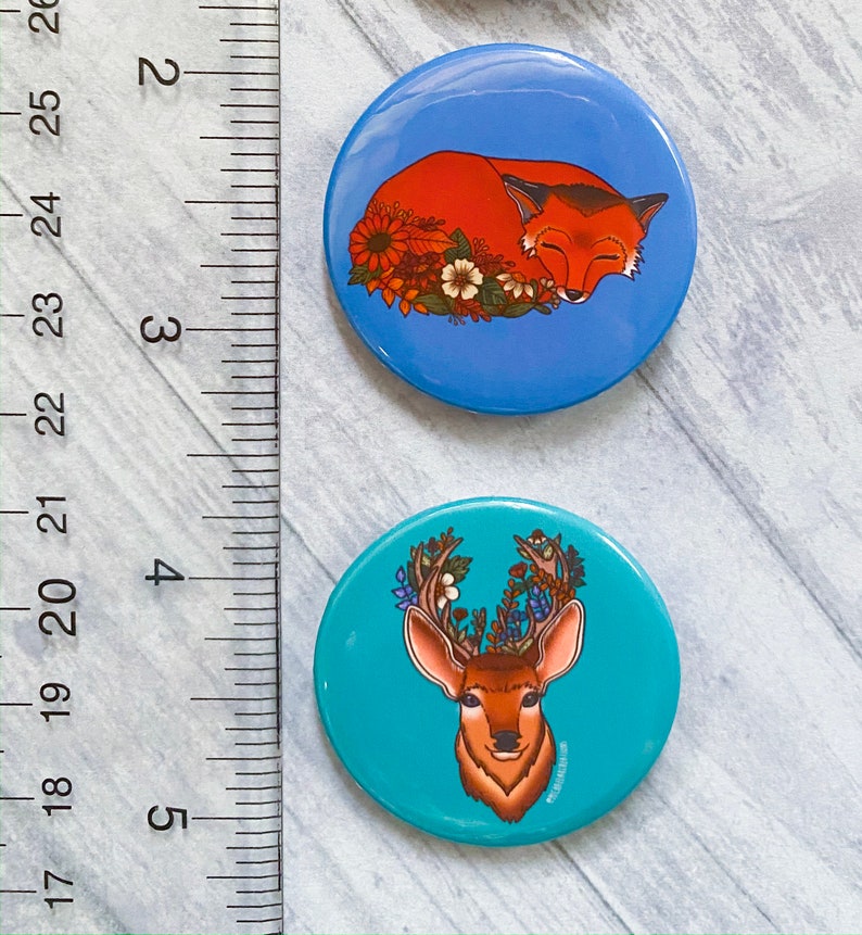 Woodland Animal Button Set Cute Buttons Raccoon Pin - Etsy