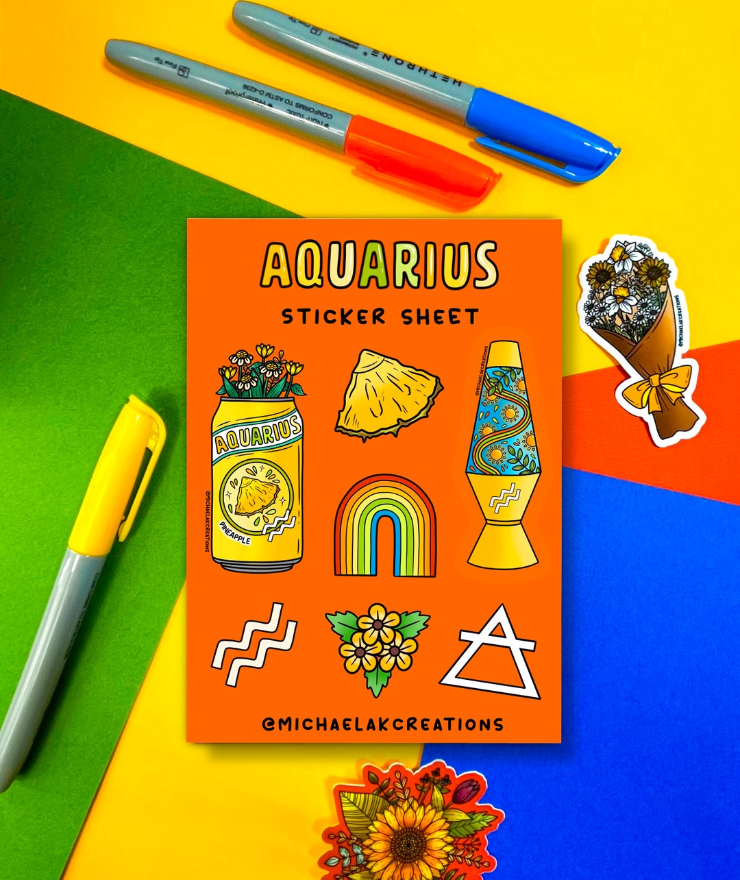 Aquarius Sticker Sheet,stickers,zodiac Stickers,kindle Stickers ...