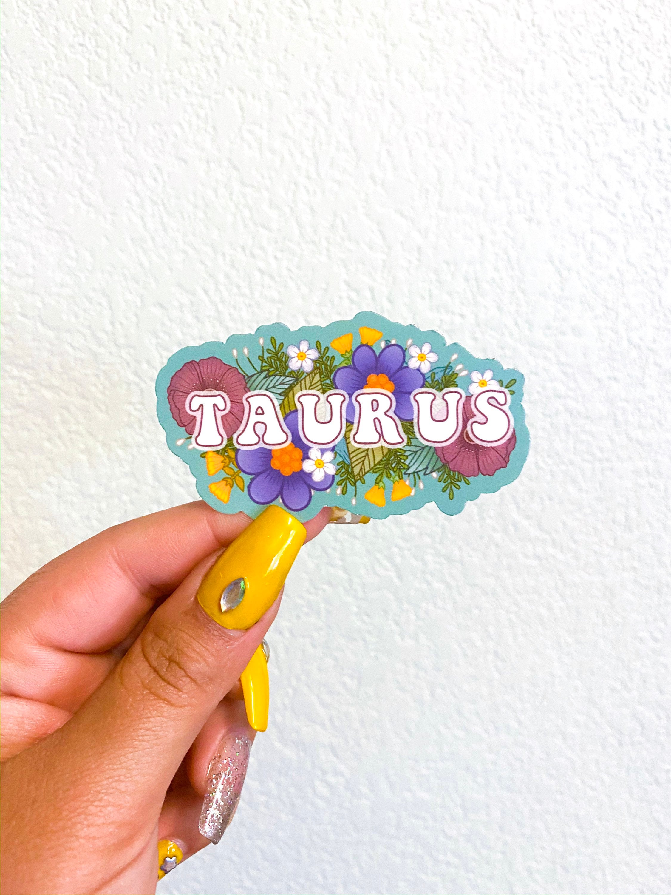 Taurus Sticker Zodiac Sticker Floral Taurus Sticker - Etsy