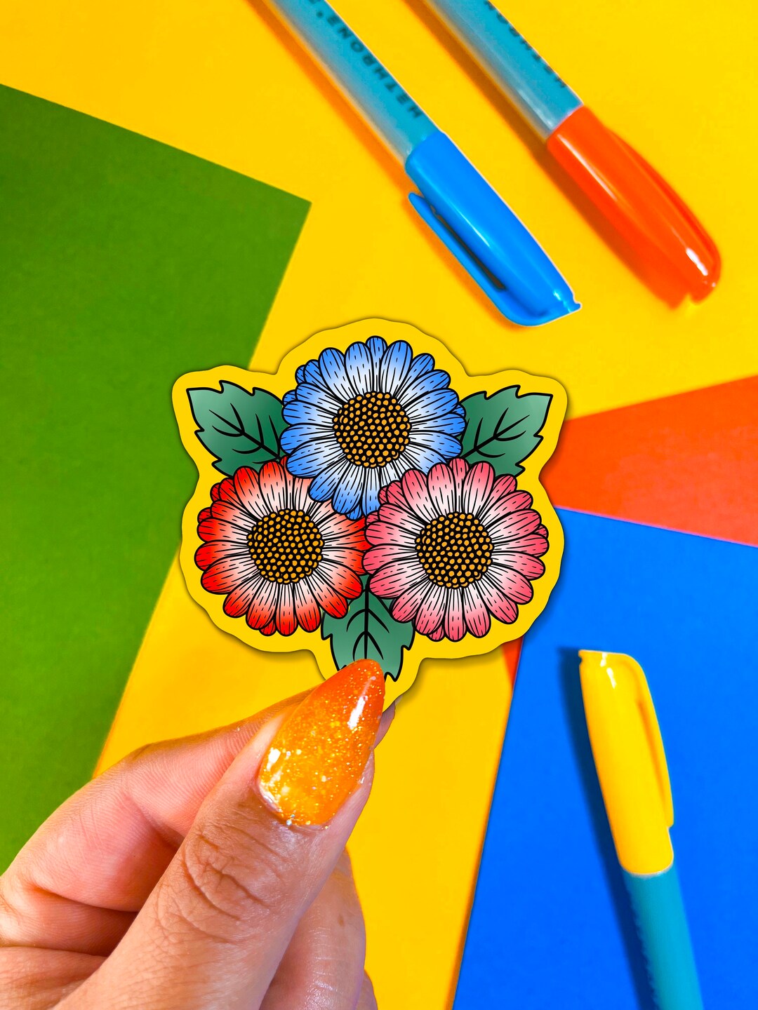 Yellow Flower Cluster Sticker stamp Sticker Stickers for - Etsy