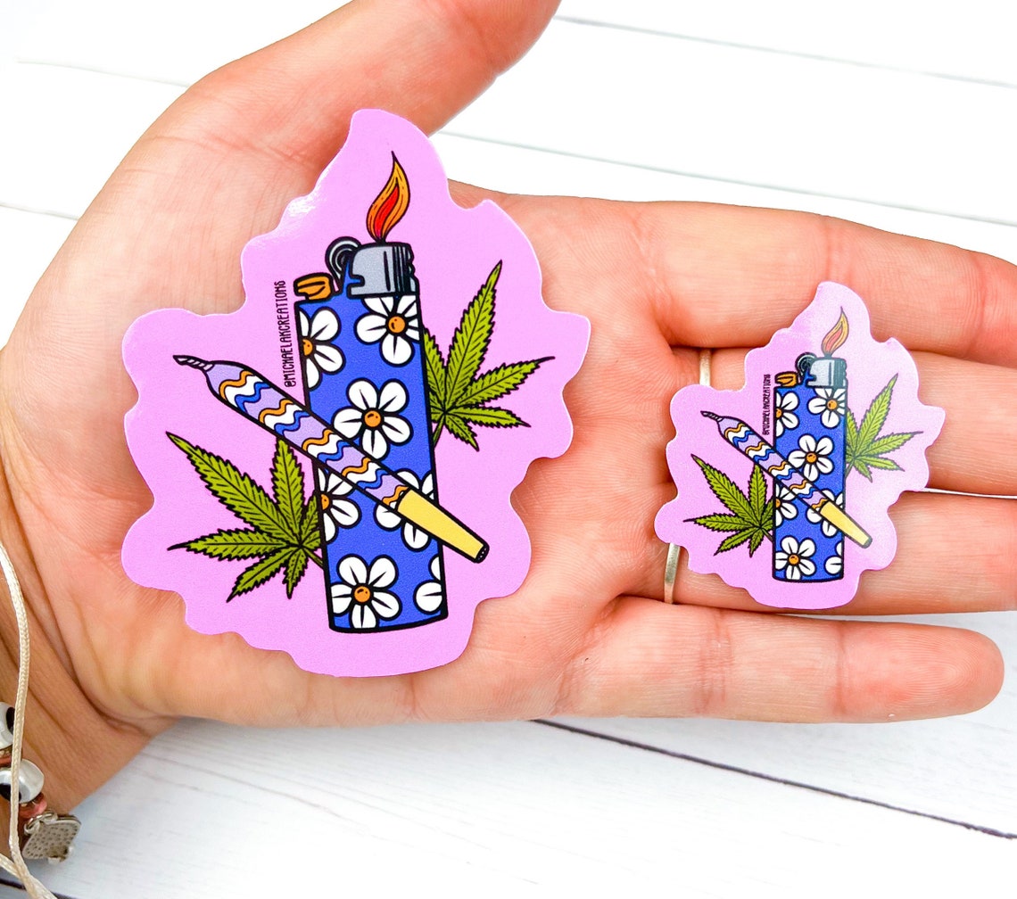 Pink Lighter Sticker |420 Sticker | Stickers for Hydroflask|flower ...