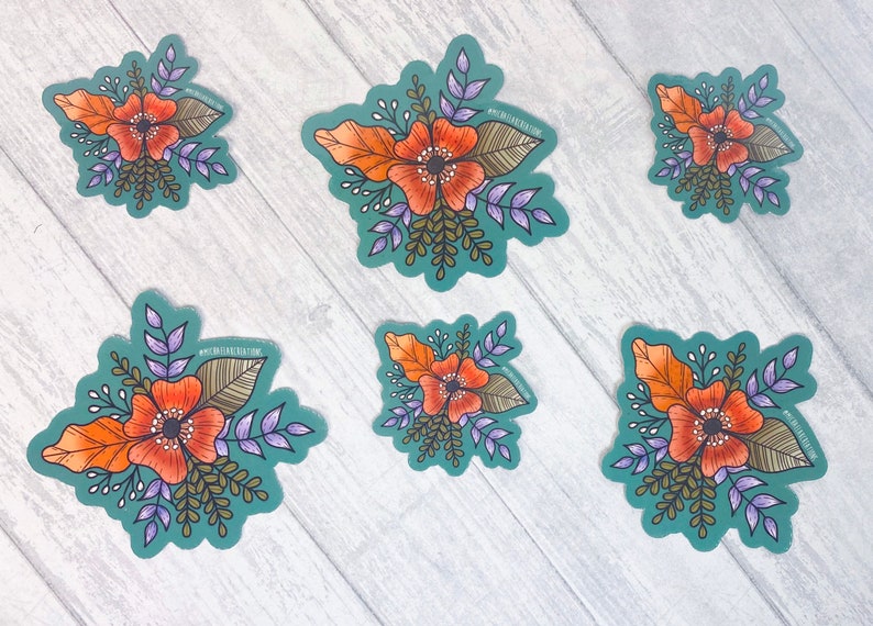 Teal Flower Cluster Sticker | Fall Sticker |stickers | Stickers for ...