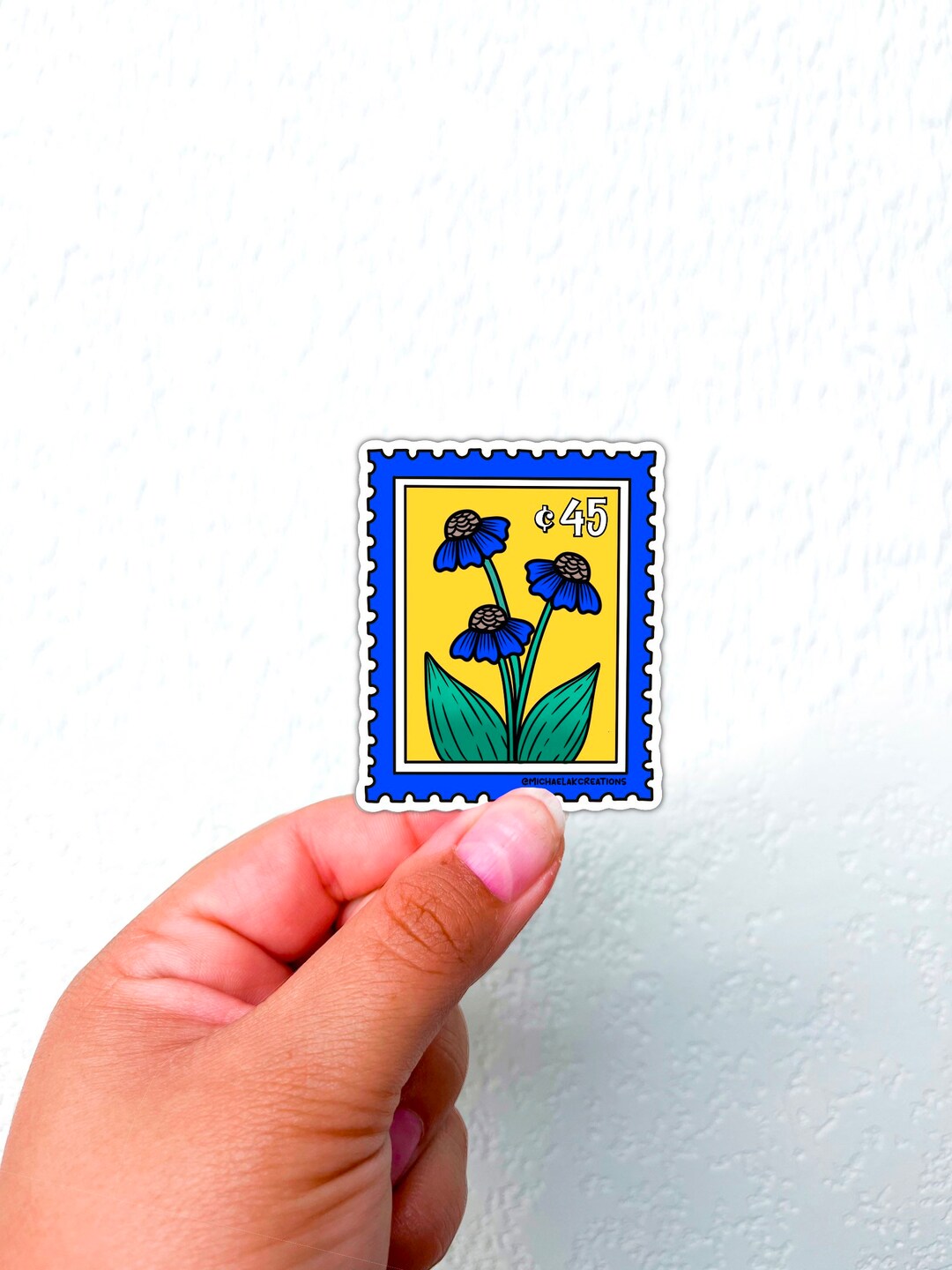 Blue Flower Stamp Sticker stamp Sticker Stickers for - Etsy