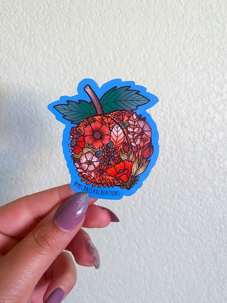 Peach Floral Sticker Fruit Sticker Peaches Stickers for - Etsy