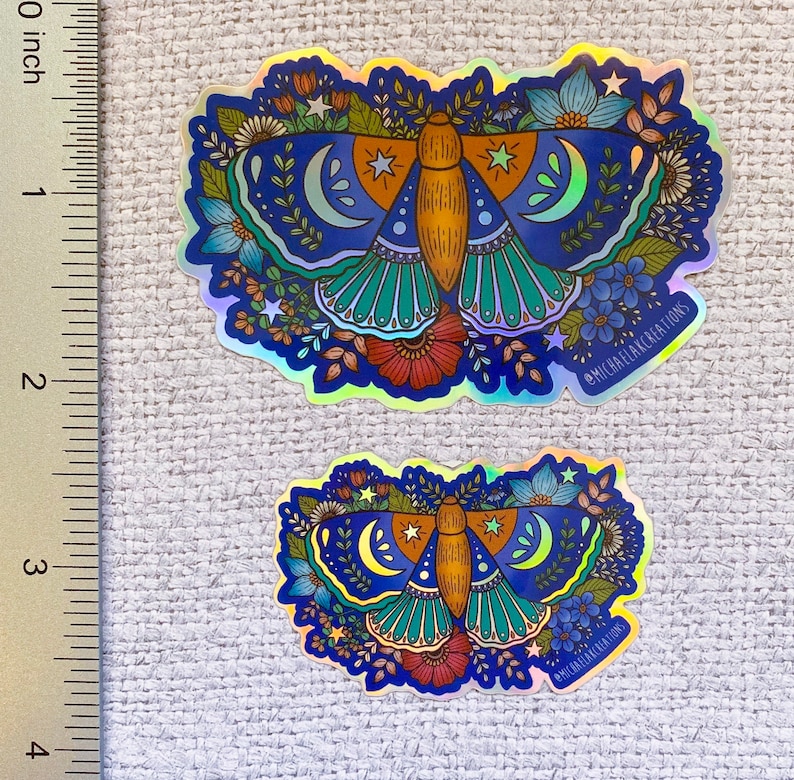 Holographic Moth Sticker Witchy Sticker Moth | Etsy