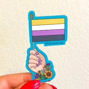 Non-binary Flag Sticker |stickers for Hydroflask | Pride Stickers ...