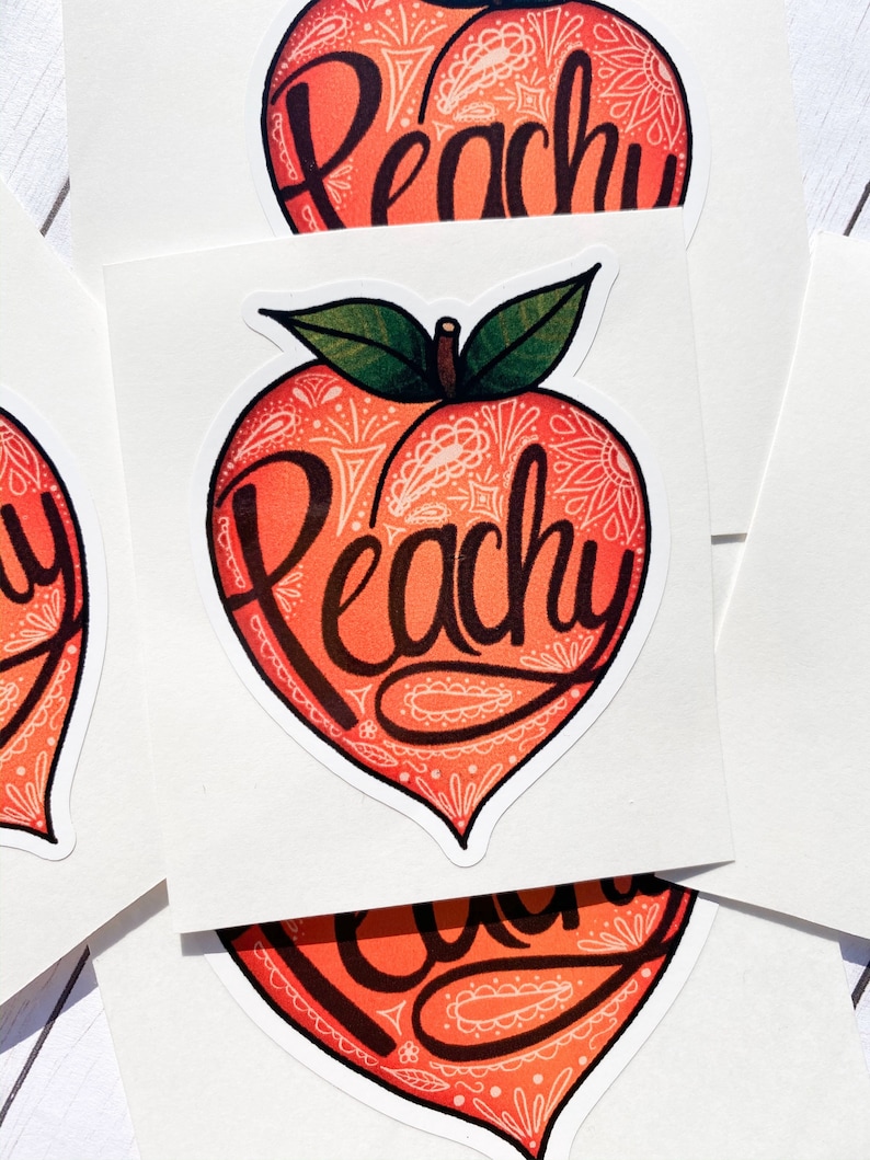 Peach Sticker Fruit Stickers Peachy Sticker Stickers for - Etsy