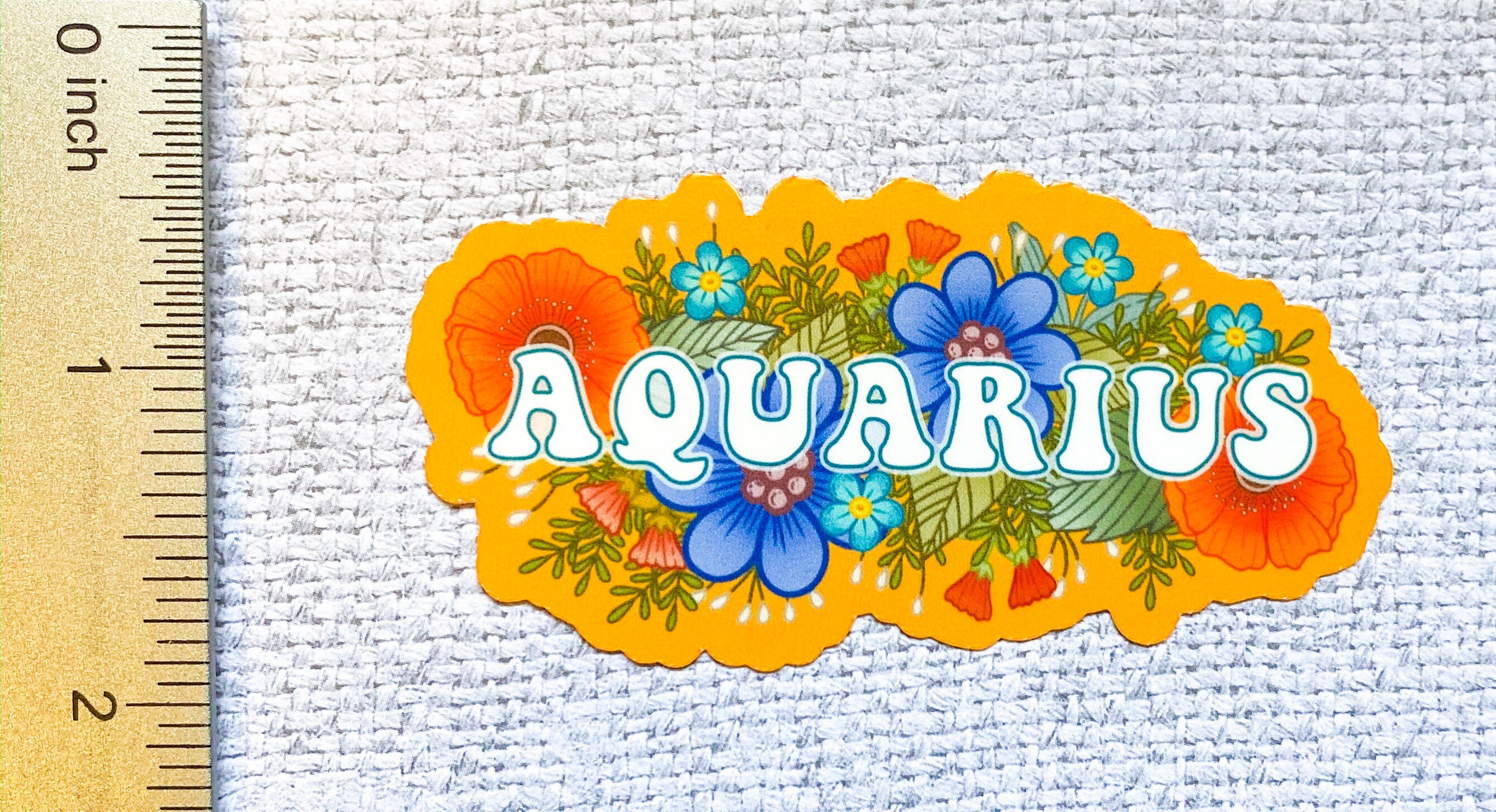 Aquarius Sticker Zodiac Sticker Floral Aquarius Sticker - Etsy