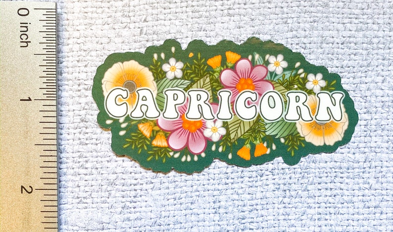 Capricorn Sticker Zodiac Sticker Floral Capricorn Sticker - Etsy