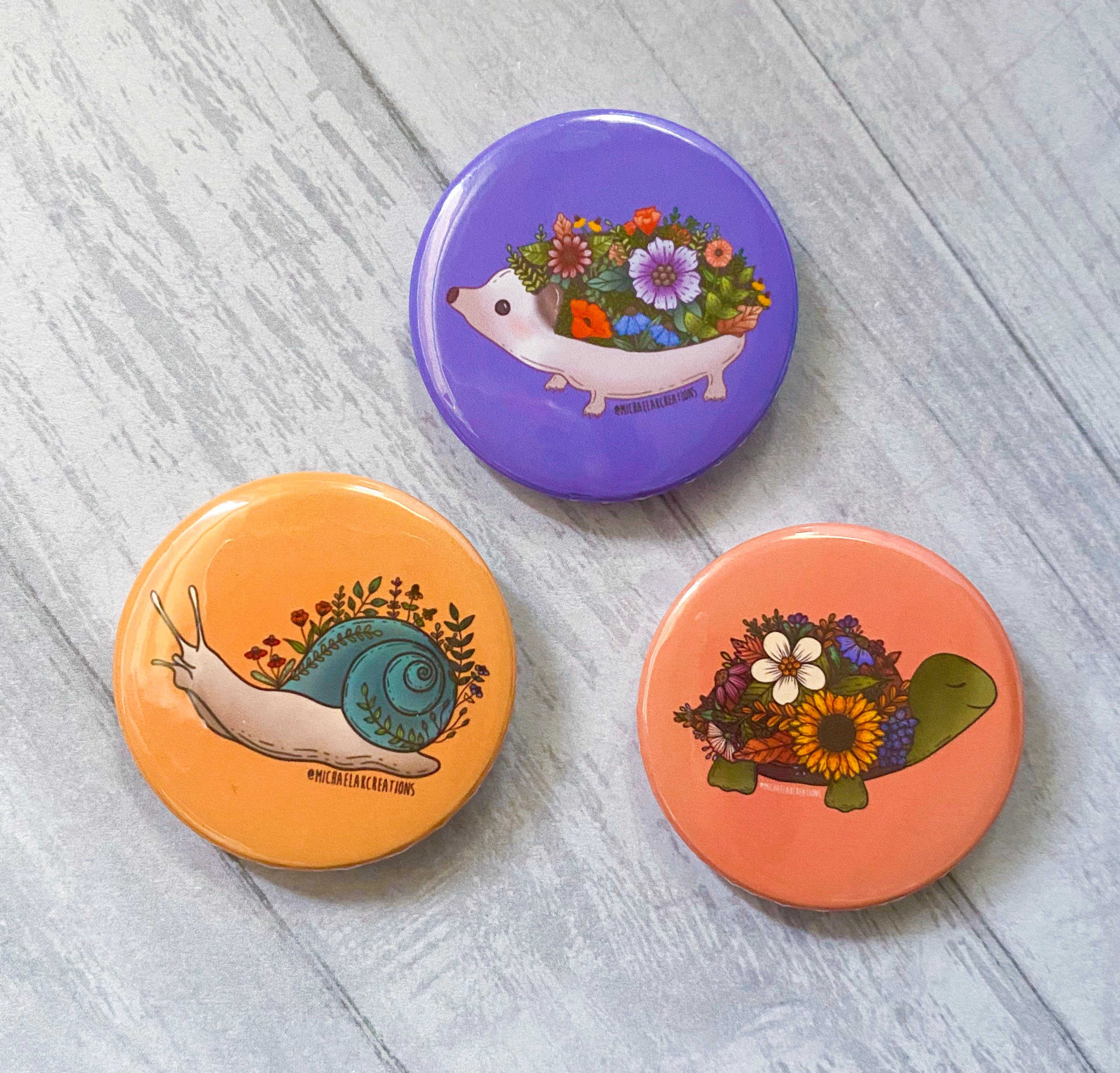 Animal Button Set Cute buttons Hedgehog Pin button pins | Etsy