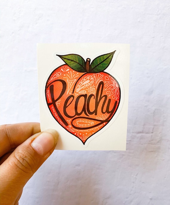 Peach Sticker Fruit Stickers Peachy Sticker Stickers for - Etsy