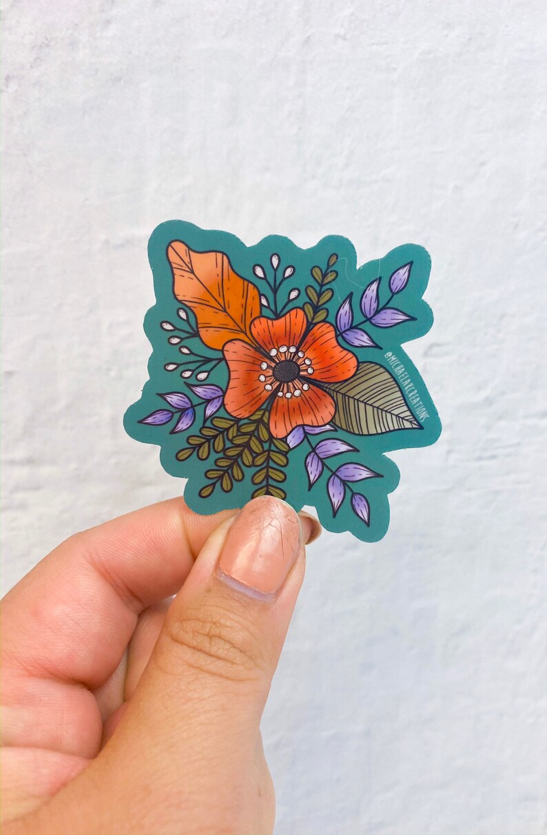 Teal Flower Cluster Sticker | Fall Sticker |stickers | Stickers for ...