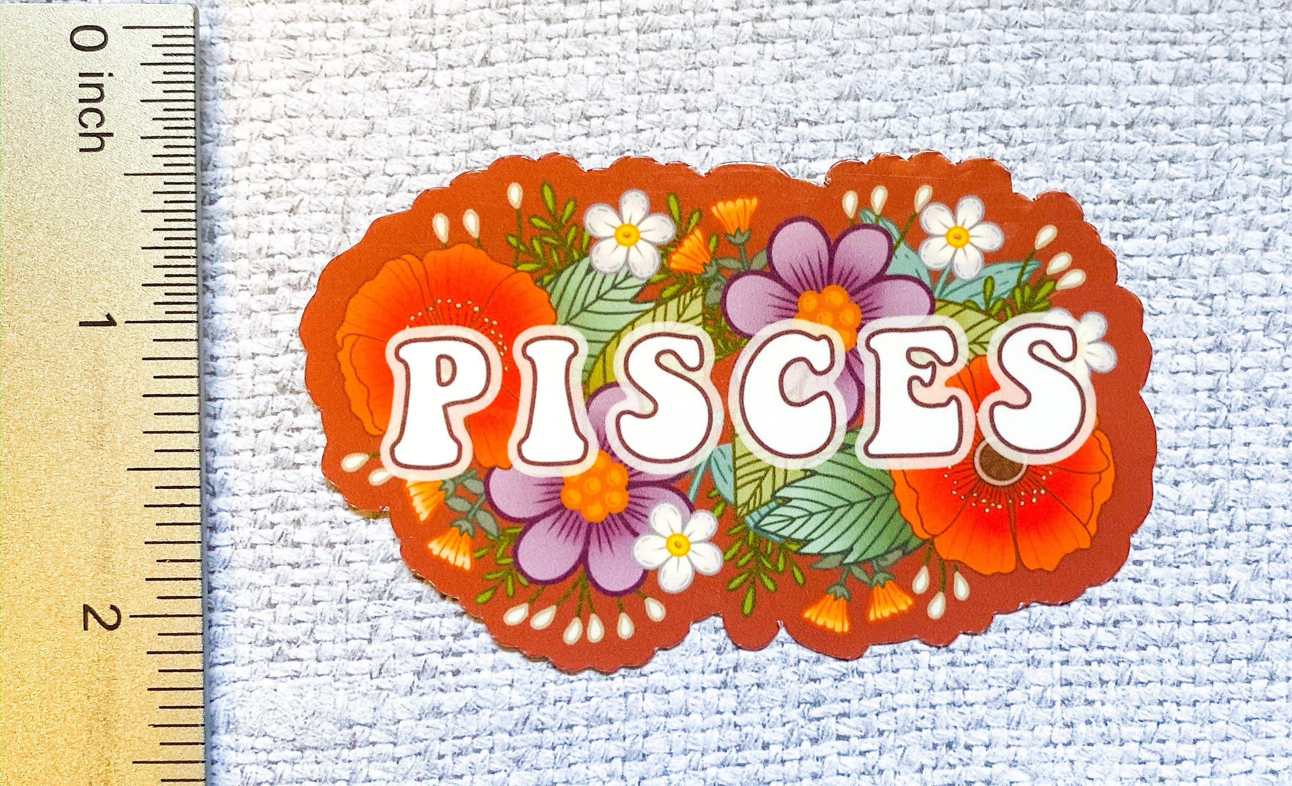 Pisces Sticker Zodiac Sticker Floral Pisces Sticker - Etsy