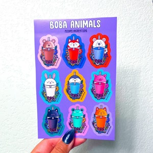 Boba Animal Sticker Sticker Sheetboba Stickerstickers for - Etsy