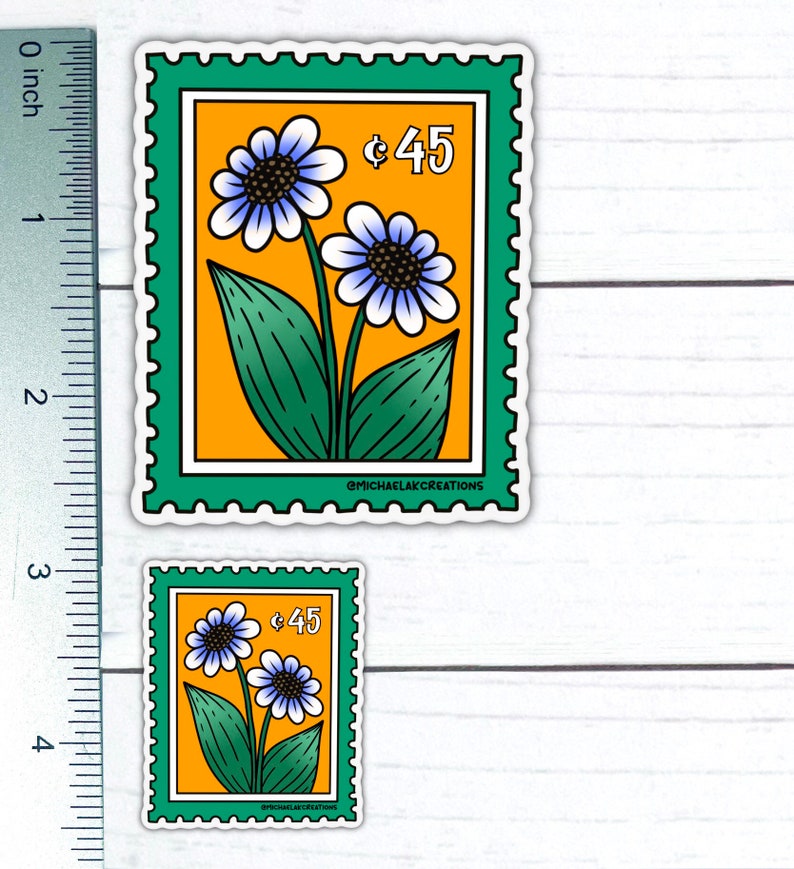 Blue & White Flower Stamp Sticker stamp Sticker Stickers - Etsy