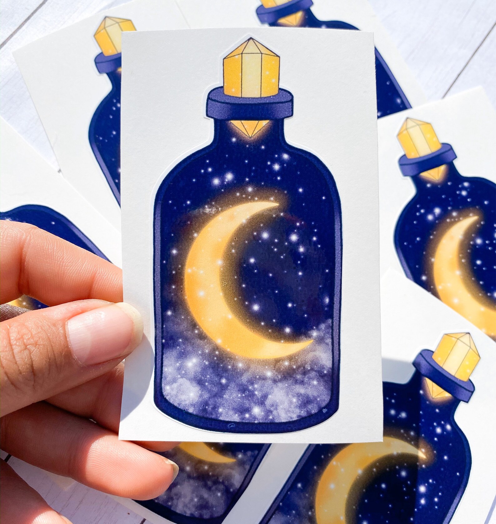 Night Sky Bottle Diecut Sticker, Moon Sticker, Moon Lover, Night Sky ...
