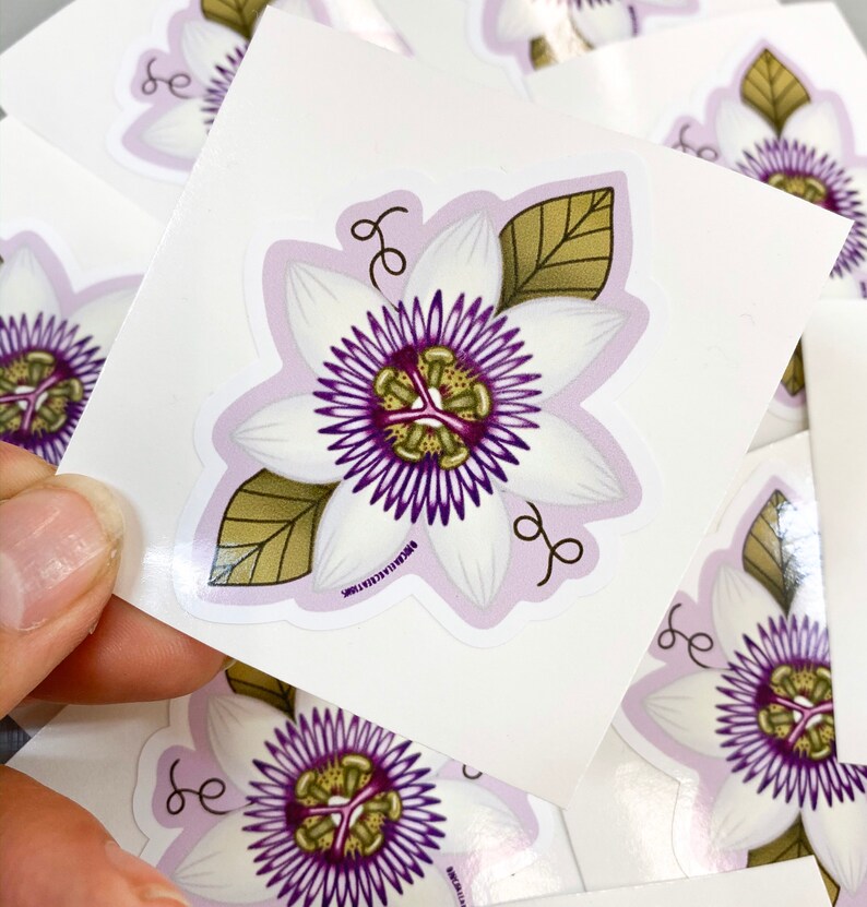 Passion Flower Vinyl Sticker Laptop Sticker Stickers for - Etsy