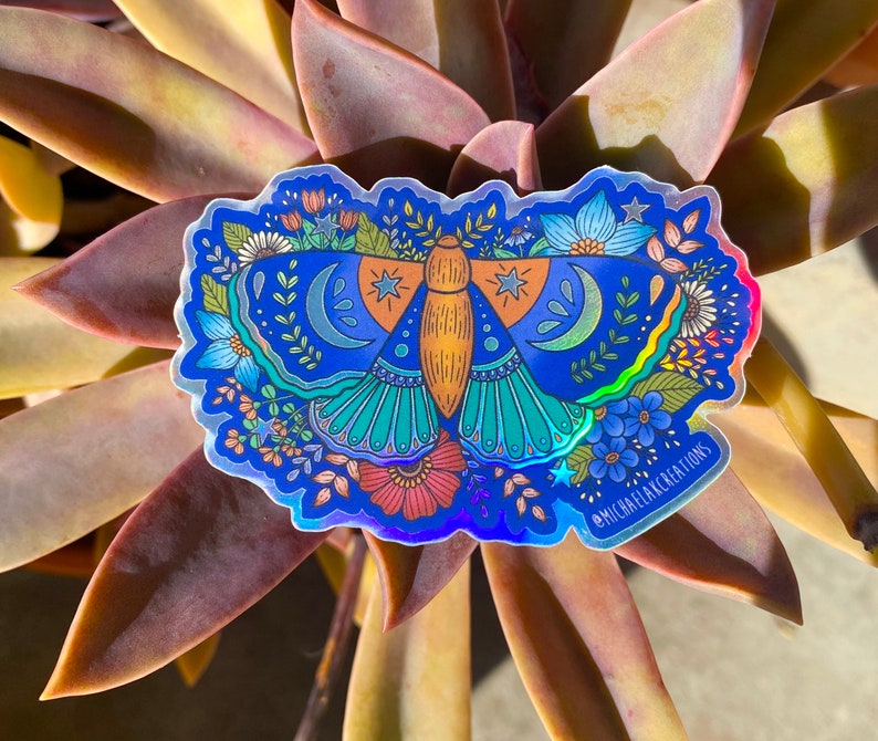 Holographic Moth Sticker Witchy Sticker Moth - Etsy