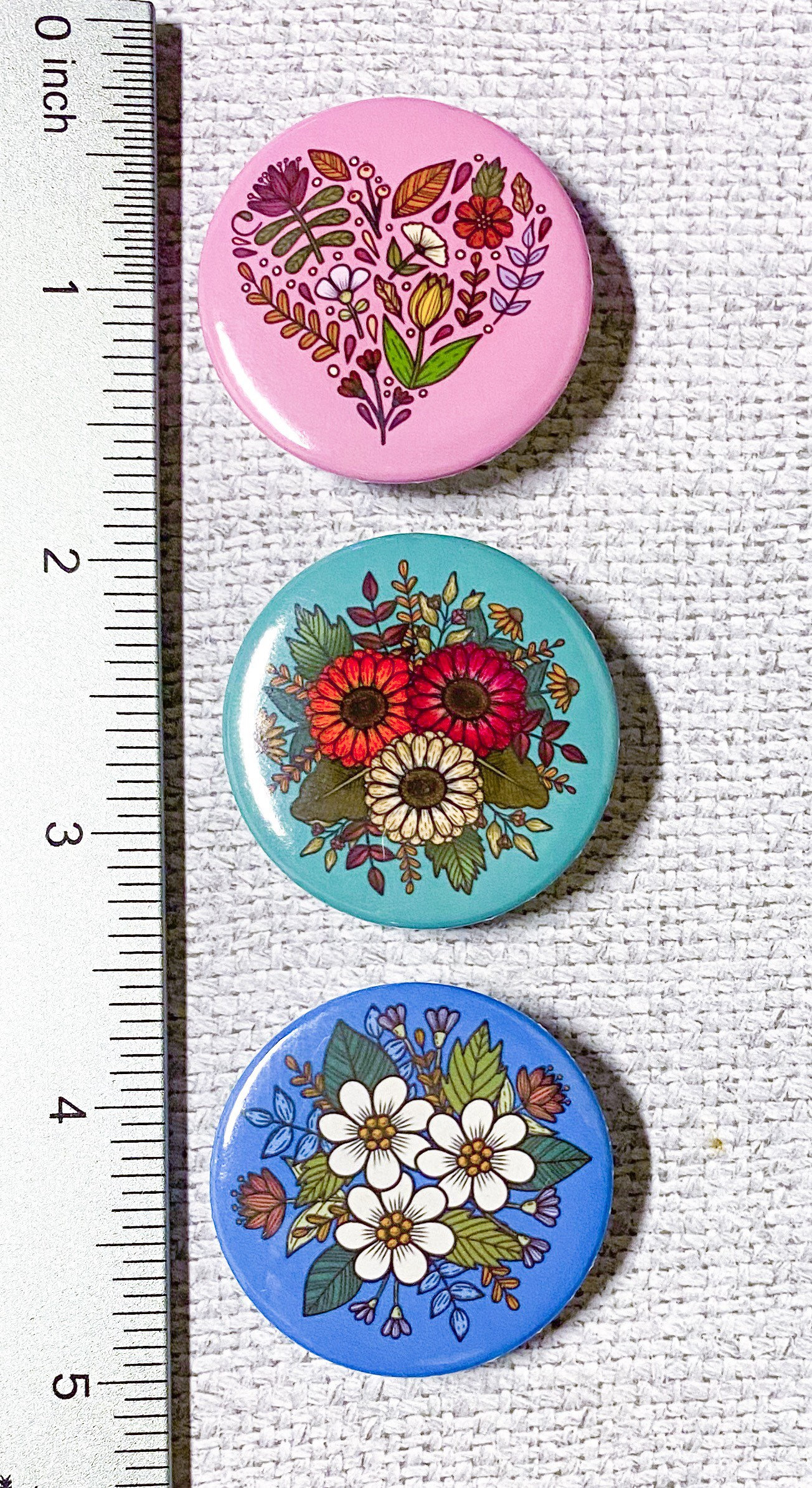 Flower Love Button Set | Flower Buttons | Flower Pins | Button Pins ...