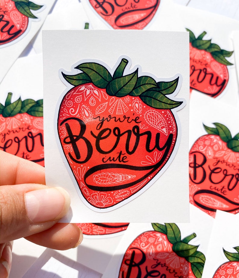 Strawberry Sticker | Fruit Sticker | Stickers for Hydroflask | Laptop ...