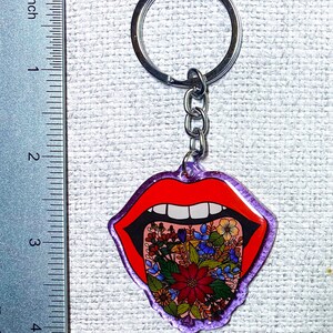Mouth Keychain | Glitter Keychain | Acrylic Keychain | Floral Keychain ...