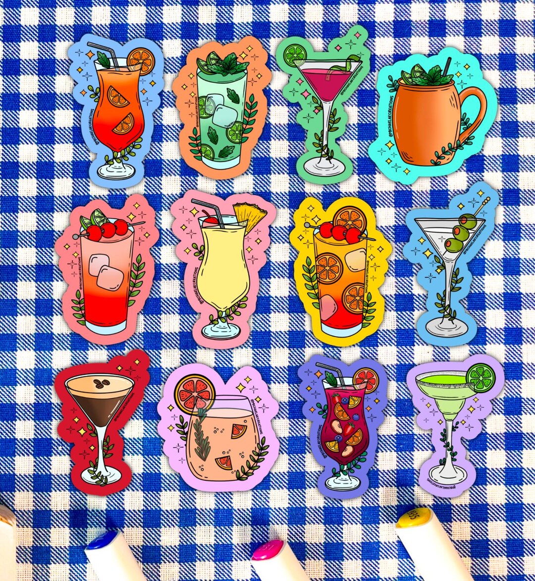 Cocktail Stickers ,drink Stickers,stickers for Hydroflask,cute Car ...