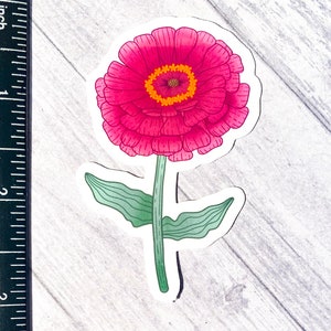 Zinnia Sticker | Flower Sticker | Stickers for Hydroflask | Laptop ...