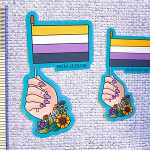 Non-binary Flag Sticker |stickers for Hydroflask | Pride Stickers ...