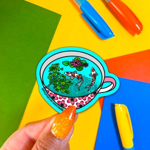 Koi Tea Cup Sticker |stickers for Hydroflask|stickers|laptop Stickers ...