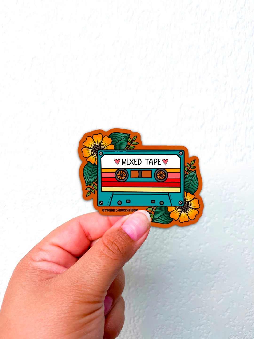 Handmade Floral Mix Tape Sticker | Waterproof Laptop Stickers - Etsy