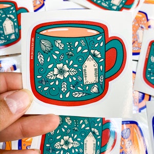 Tea Cup Vinyl Sticker | Laptop Sticker | Stickers for Hydroflask ...