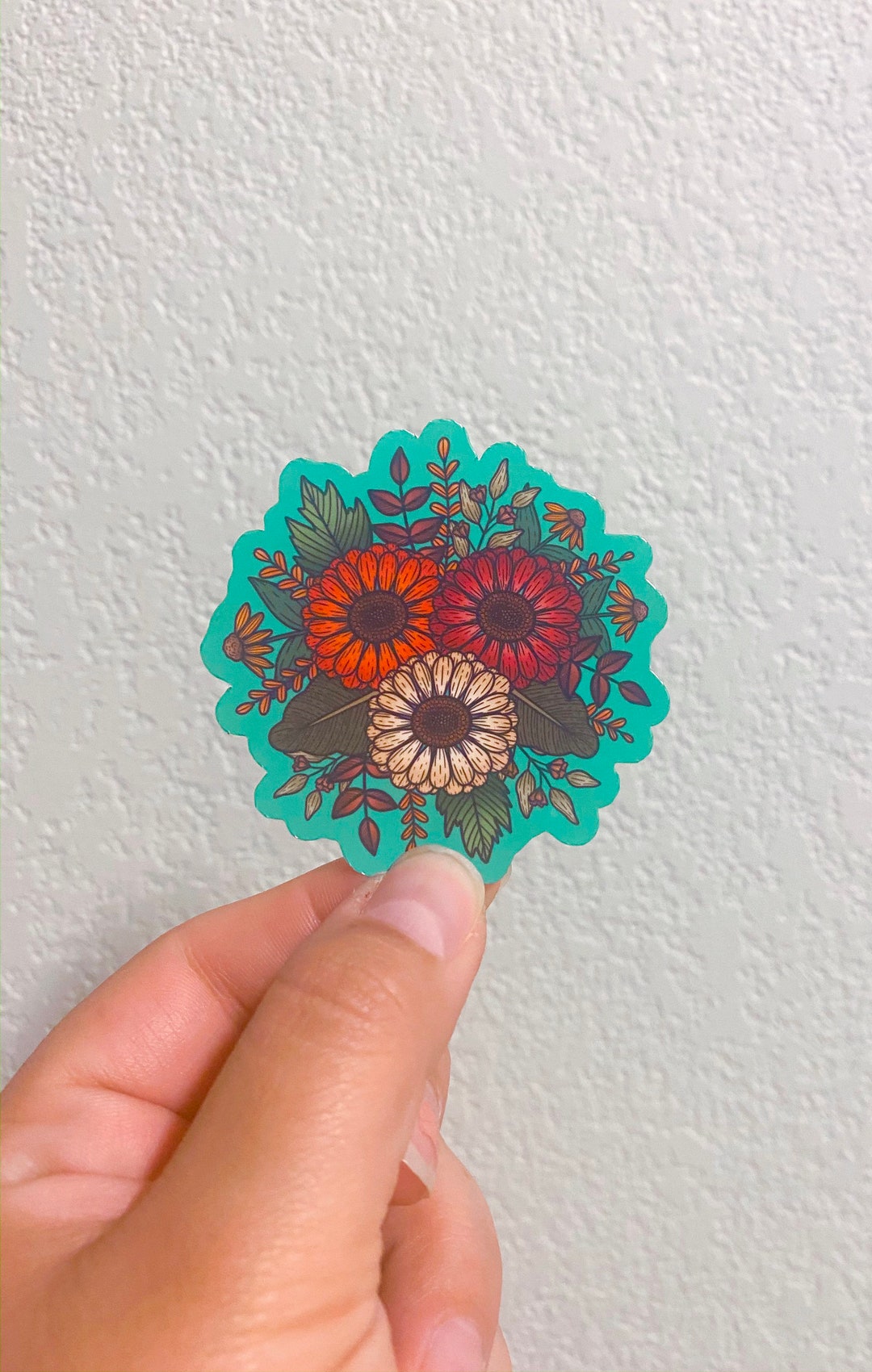 Teal Flower Cluster Sticker |stickers | Stickers for Hydroflask ...