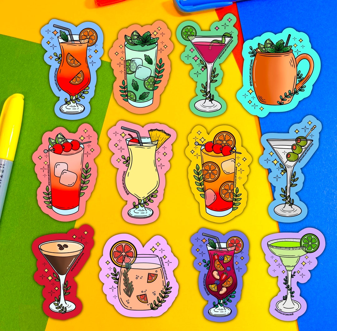 Cocktail Stickers ,drink Stickers,stickers for Hydroflask,cute Car ...