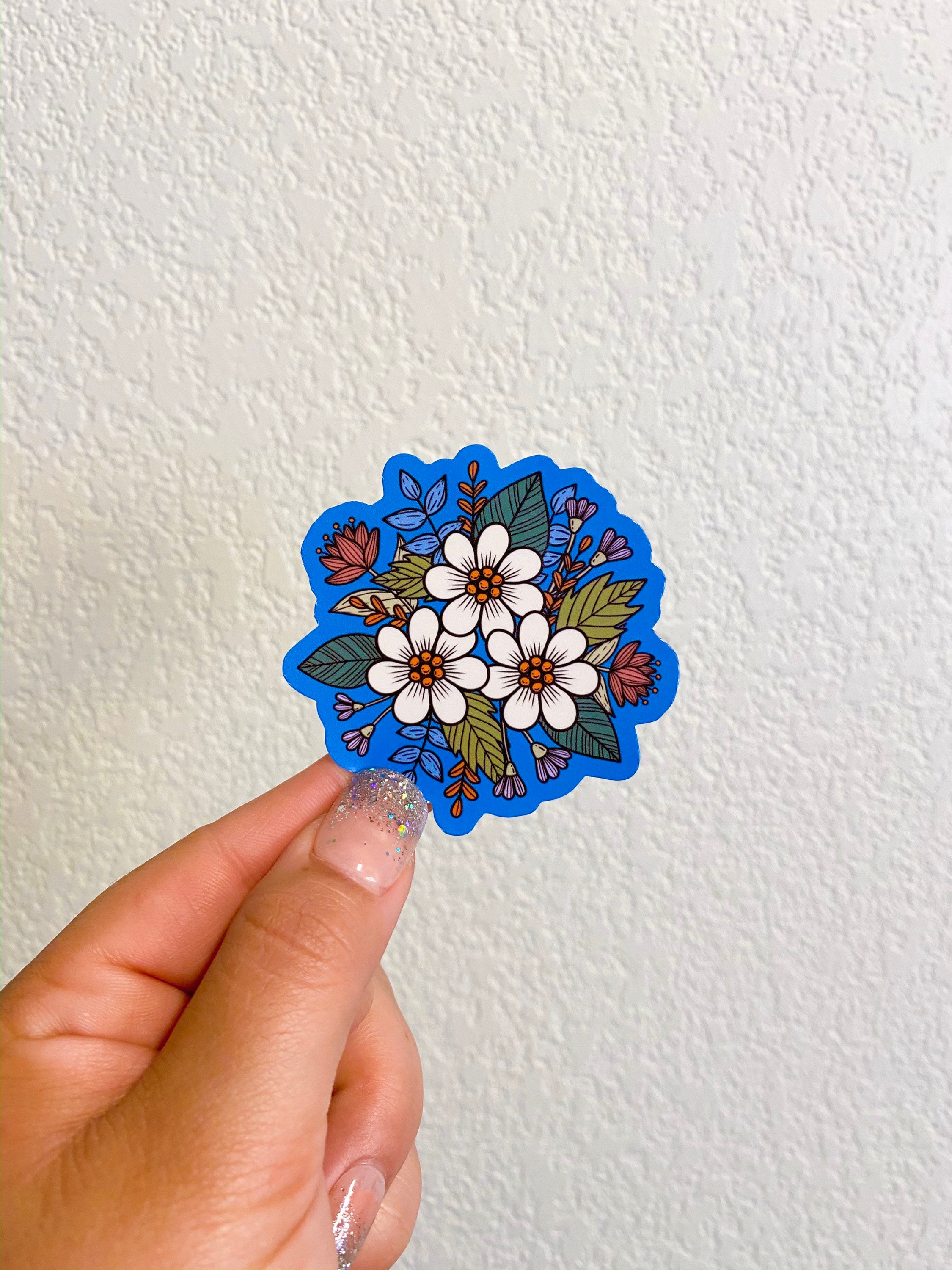 Blue and White Flower Cluster Sticker |stickers | Stickers for ...