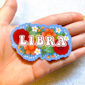 Libra Sticker| Zodiac Sticker | Floral Libra Sticker| Stickers for ...