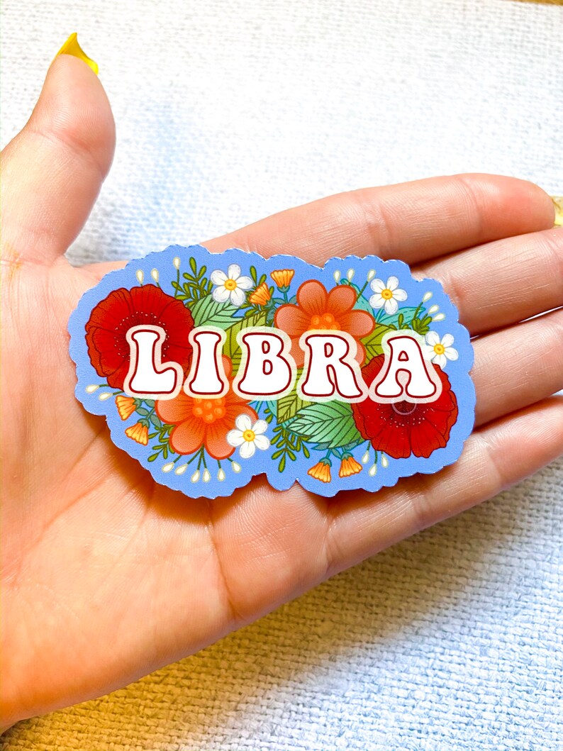 Libra Sticker| Zodiac Sticker | Floral Libra Sticker| Stickers for ...