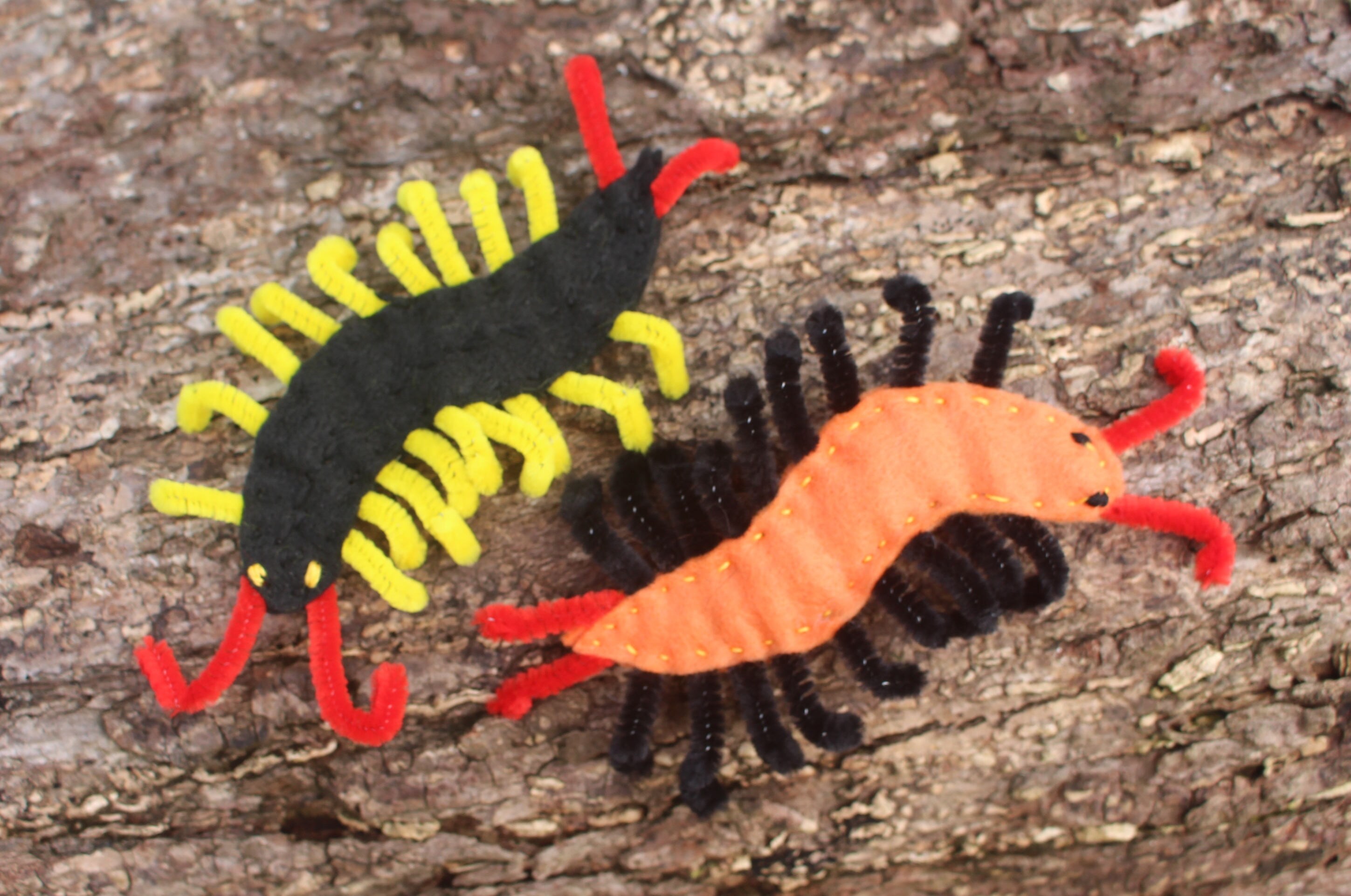 Pair of Felt Centipedes, Custom Colors. - Etsy