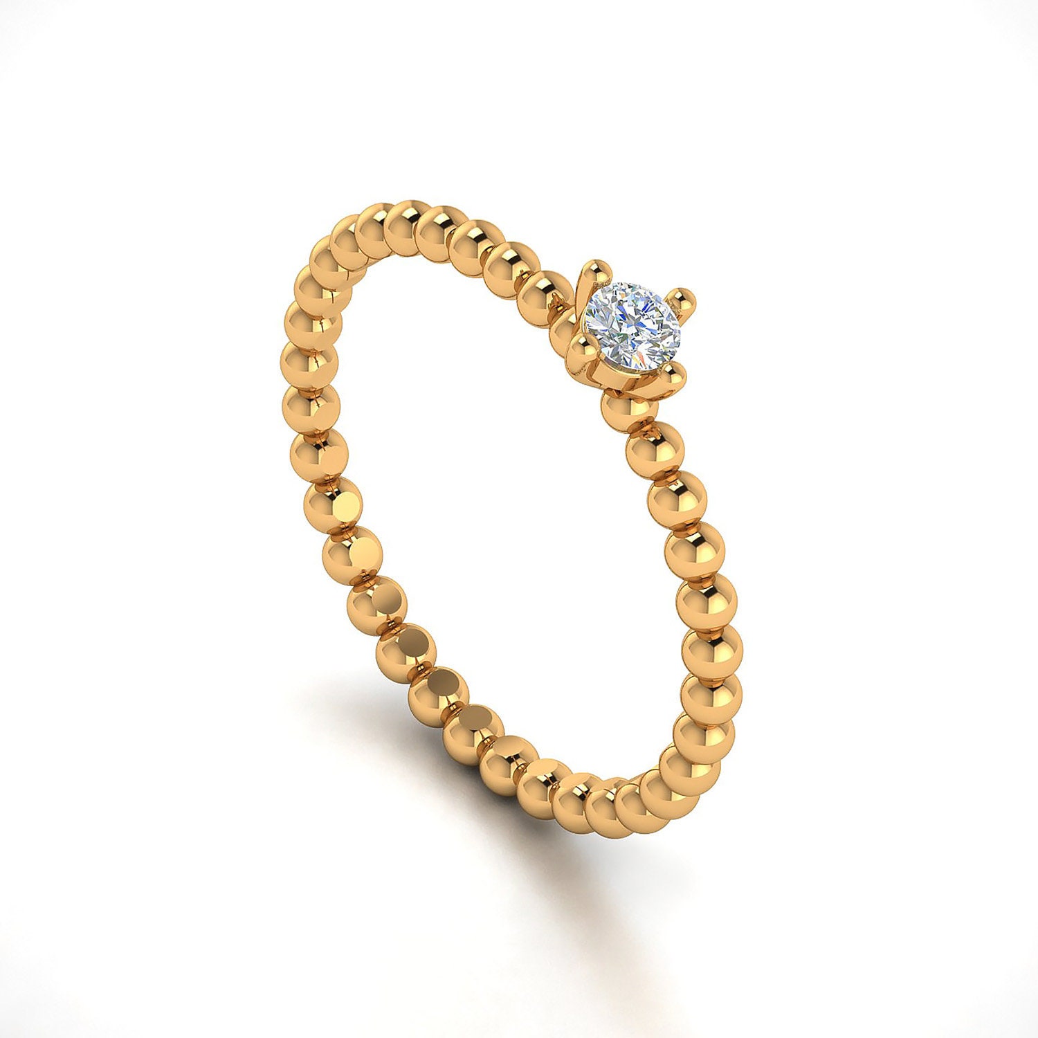 14k 18k Solid Gold One Diamond Single Ring,minimalist Ring,stackable ...