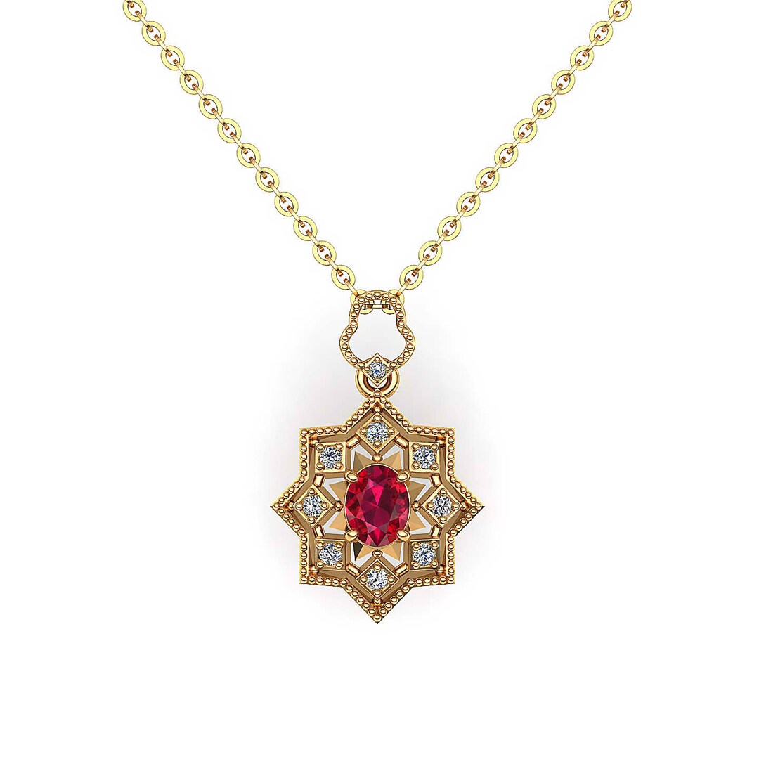 Dainty Ruby Necklace, Custom Handmade Pendant, Vintage Jewelry, Ruby ...