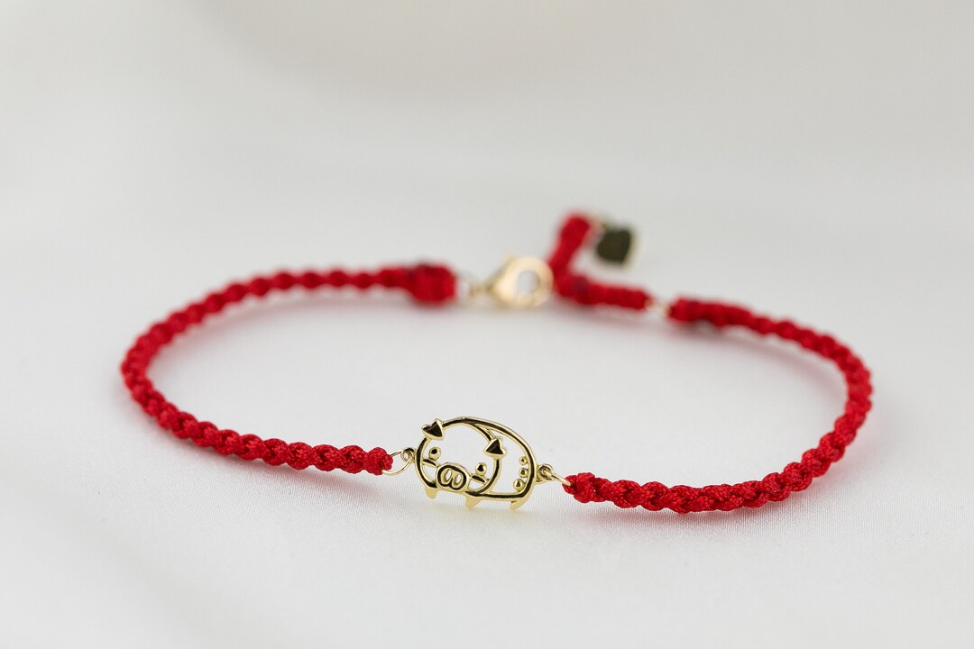 Special Edition Yellow Gold Cute Pig Bracelet, the Year of Pig ...